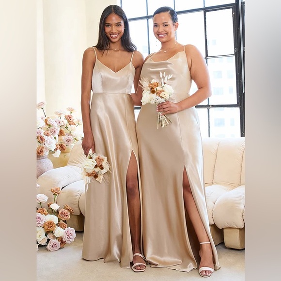 Birdy Grey | Dresses | Birdy Grey Lisa Long Dress In Shiny Satin ...